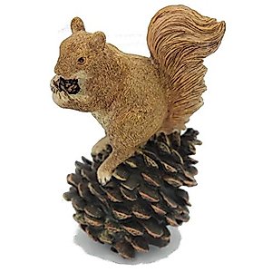 C&F Garden Decor Outdoor Polyresin Squirrel On Pinecone Statue G119 6"H