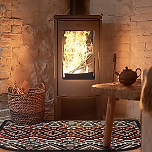Aztec Fireplace Hearth Rug 24 x 36 Inch Fireplace Mats Southwestern Fireproof Fireplace Rug Fire Resistant Rugs for Fireplace Wood Stove Floor Protector for Kitchen Cabin Indoor Outdoor