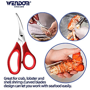 WENDOM Crab Crackers and Tools set of 2, 9Pcs Lobster Crackers and Picks Set Stainless Steel, Nut Crackers for Crab Legs,Seafood Scissors, Storage Bag