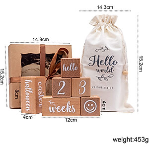 Promise Babe Milestone Blocks Set of 6 Baby Age Blocks for Monthly Milestone Wooden Photo Props Set Perfect for Baby Shower and Keepsake