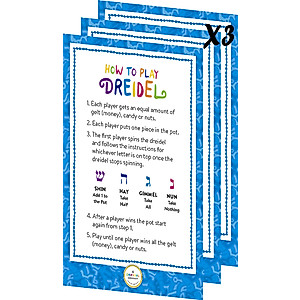The Dreidel Company Hanukkah Dreidels Multicolor Plastic Chanuka Dreidels with English Transliteration - Includes Dreidel Game Instruction Cards (30-Pack)