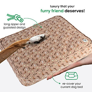 Molly Mutt Huge Dog Bed Cover - Daysleeper Print - Measures 36”x45”x5’’ - 100% Cotton - Durable - Breathable - Sustainable - Machine Washable Dog Bed Cover