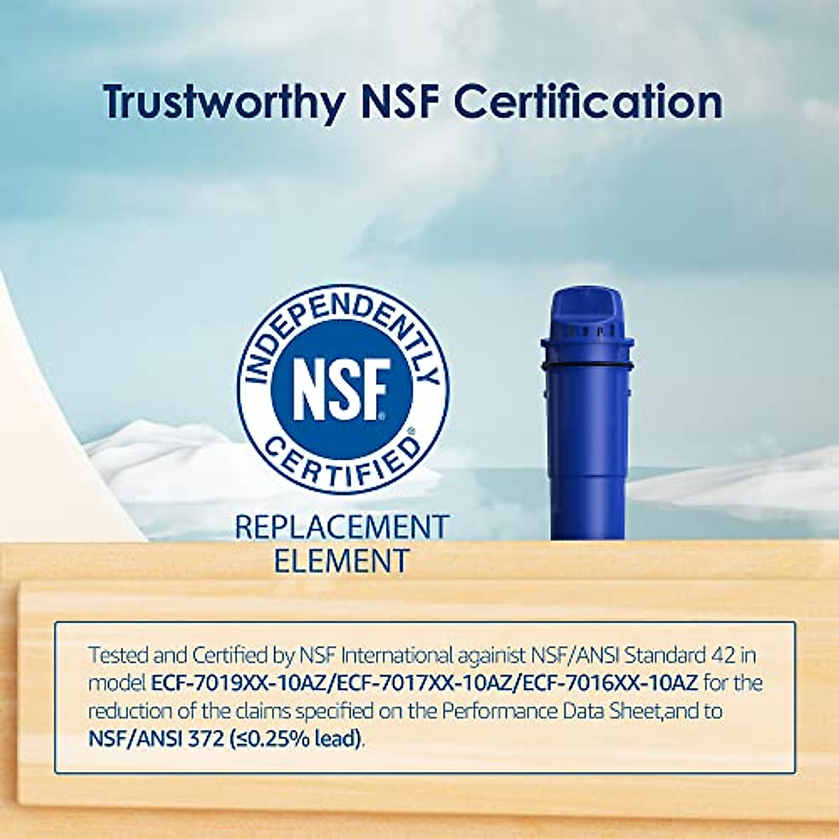Waterdrop Replacement for Pur® Water Filter, CRF-950Z NSF Certified Pitcher Water Filter, Compatible with Pur® Pitchers and Dispensers PPT700W, CR-1100C and PPF951K Water Filter, Pack of 4