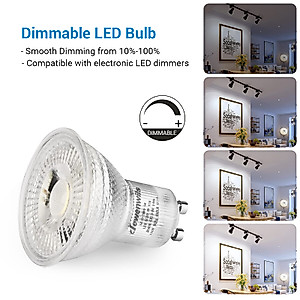 DEWENWILS 10-Pack GU10 LED Dimmable Bulb, 400LM, 5000K Daylight Track Lighting Bulb, 5W(50W Halogen Equivalent) LED Light Bulb, Glass-Like Pattern, 40°Beam Angle, UL Listed