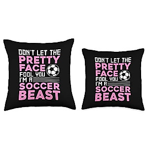 Best Soccer Gift Soccer Player Accessories & Stuff Cool Women Teen Girls Soccer Lover Player Sports Throw Pillow, 16x16, Multicolor