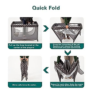 Pamo Babe Portable Crib Baby Playpen with Mattress and Carry Bag