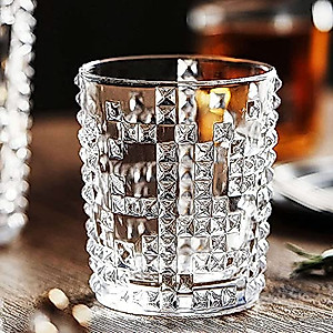 MOBEBI Wineglass,Glass,12oz Crystal Whiskey Glasses, Rocks Glasses Set, Premium Old Fashioned Glasses for Drinking Bourbon, Vodka,Tequila-B-Set of 4 (Color : A, Size : Set of 4)