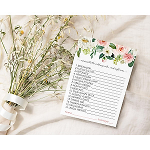 Graceful Floral Bridal Shower Word Scramble Game – 25 Pack, Couples Wedding Engagement Party Games, Rustic Reception Decor and Pink Ideas, Fun Rehearsal Unscramble Guest Activities