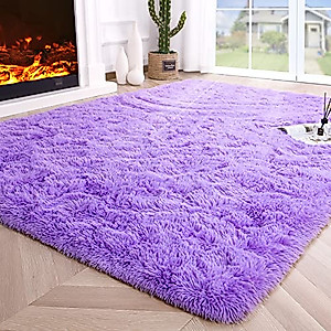 Noahas Fluffy Purple Rug for Living Room 8x10 Area Rugs,Thick Plush Shag Rug,Large Living Room Rugs,Big Fuzzy Carpet,Shaggy Rugs for Bedroom,Soft Comfy Kids Rugs Nursery Rug Living Room Decor