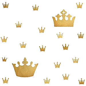 Crown Wall Decals for Girls Bedroom Kids Room Decals Nursery Wall Decals, Princess Crowns Wall Stickers, Crown in The Wall Removable Peel and Stick Wall Decals Metallic Vinyl Decals