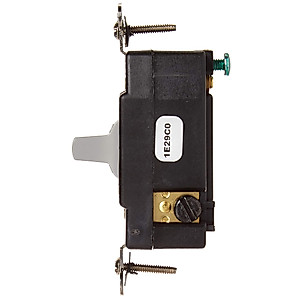 Leviton 1257-GY 20 Amp, 120/277 Volt, Toggle, Double Throw, Center Off, Momentary Contact, Single-Pole AC Quiet Switch, Industrial Grade, Grounding, Gray