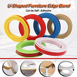 ECYC Ltd 16.4ft U-Shape Edge Banding Self Adhesive Veneer Edging, Peel and Stick Veneer Edge Banding Flexible Furniture Edge Trim Countertop Edge Trim for Restoration Furniture Cabinets Table, 28mm
