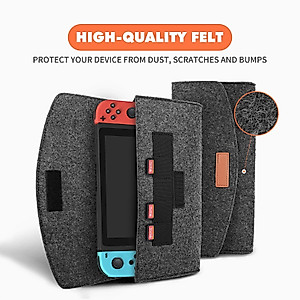 FYY for Nintendo Switch/Switch OLED Carrying Case, Portable Travel Carrying Pouch Ultra Slim Felt Bag with 5 Game Cartridges Holders for Nintendo Switch 2017/Switch OLED 2021 Grey