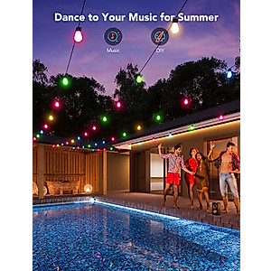 Govee Outdoor String Lights, 96ft RGBIC Outdoor Lights with 30 Dimmable IP65 Waterproof Warm White LED Bulbs, 2 Ropes of 48ft Smart Outdoor String Lights Work with Alexa for Dating, Party, Wedding