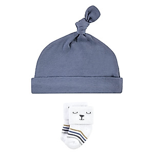 Hudson Baby Unisex Baby Cap and Socks Set, Woodland, 0-9 Months