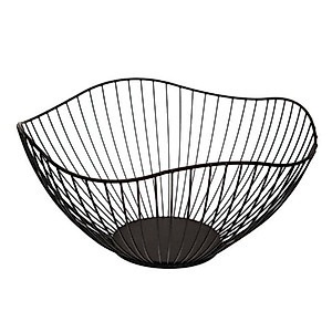CurcKua Fruit Basket Metal Bowl Iron Wire Snack Storage Vegetable Holder Wave Shape for Kitchen Countertop.