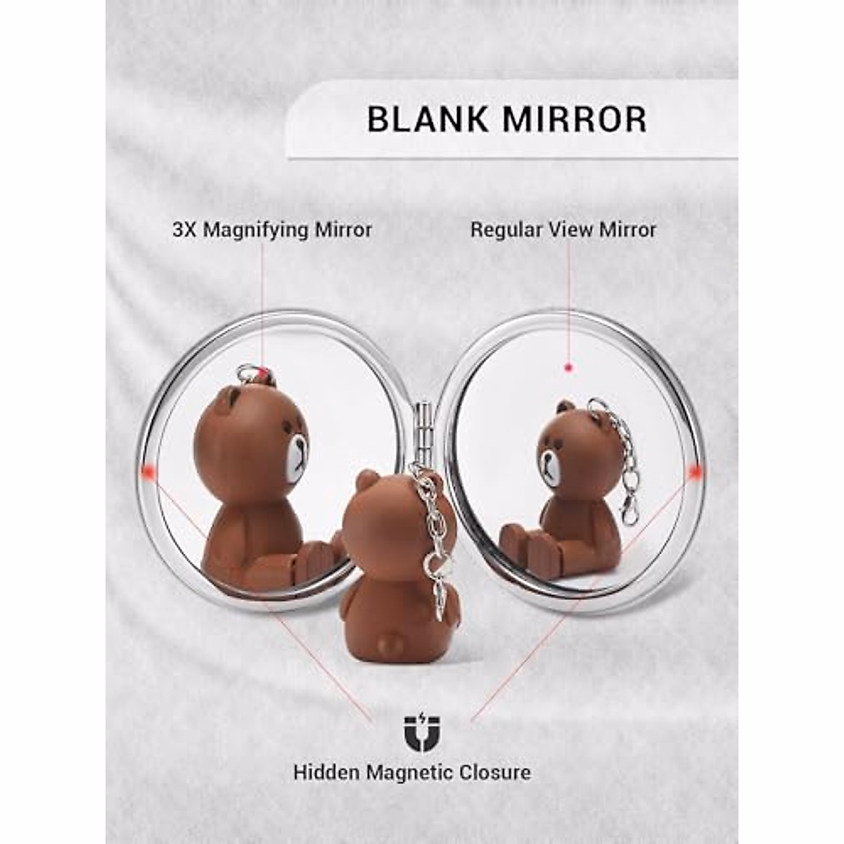 Getinbulk Compact Magnifying Mirror Bulk, Set of 12 Round Double-Sided 1X/10X Magnification PU Leather 2.8"(White)