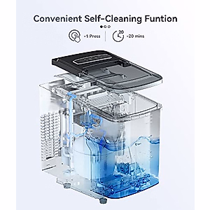 ecozy Portable Ice Maker Countertop, 9 Cubes Ready in 6 Mins, 26 lbs in 24 Hours, Self-Cleaning, Includes Ice Bags/Scoop/Basket for Home Kitchen Office Bar Party, Black