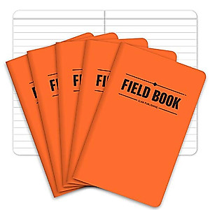 Field Notebook/Pocket Journal - 3.5"x5.5" - Orange - Lined Memo Book - Pack of 5