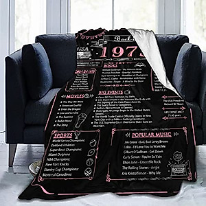 Spanoous 50th Birthday Gifts for Women,1973 Birthday Gifts for Women,50th Birthday Blanket for Women,50th Wedding, 50th Anniversary Blanket,Back in 1973 Blankets Pink 60x50