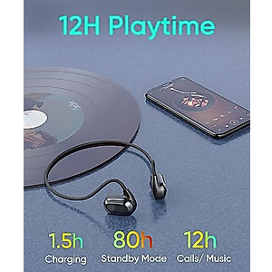 Premium Open Ear Air Conduction Headphones, Bluetooth 5.3 Wireless Earphones with Microphone, Stereo Sound Waterproof Sweatproof Sport Headsets for Running,Cycling,Workout,Hiking,Driving(Black)