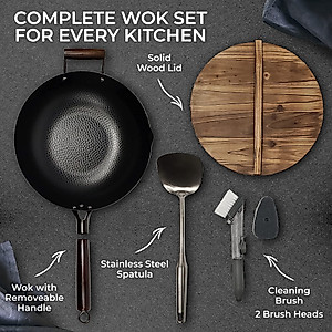 Bundle Home EC Carbon Steel Wok pan for Electric, Induction and Gas Stove and Home EC Stainless Steel Salt and Pepper Grinder Set