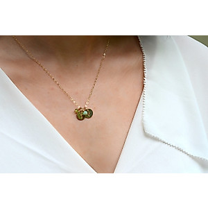 EFYTAL Two Initial Necklaces for Women, Tiny 14k Gold Filled 2 Initial Necklace with Birth Month Charms, Two Birthstone Necklace, Necklace with Two Initials, Double Initial Necklace for Girls