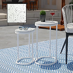 SEI Furniture Vicanno Terazzo Outdoor Accent Tables, White