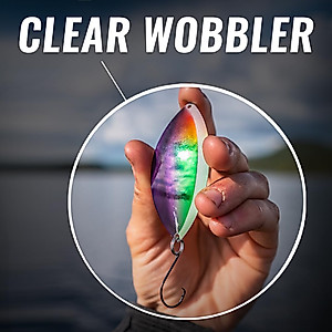 ETIC Clear Wobbler 3", ¼oz Fishing Spoons Kit 100% Made of Brass, 4pcs Fishing Lures, Tackle, Hooks, Baits, Spinning, Casting, Trolling for Trout, Salmon, Pike, Walleye, Bass and Mores