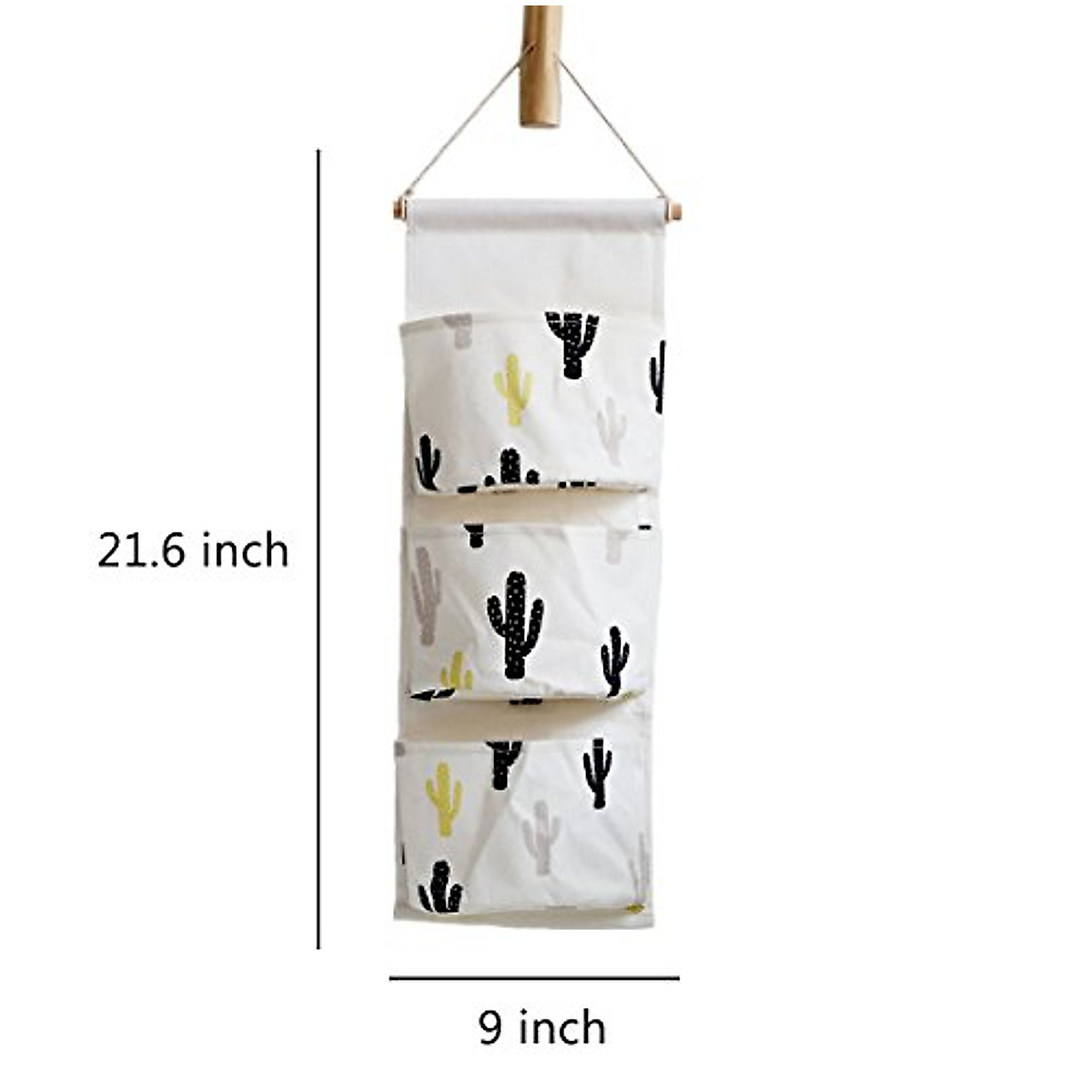 KRLIFCSL Cactus Wall Door Closet Hanging Storage Bag Canvas Fabric 3 Pockets Over The Door Organizer Pouch, 2 Pack (Cactus)
