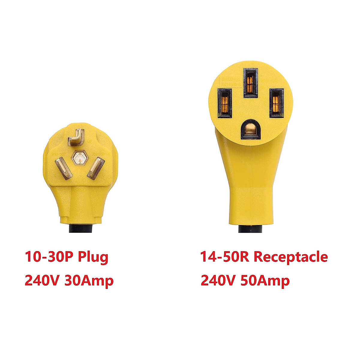 ONETAK NEMA 10-30P to 14-50R 240V 30 Amp 3 Prong Dryer Male Plug to 4 Prong Generator Female Outlet Receptacle EV Charger Compatible Tesla Gen 2 Power Cord Adapter