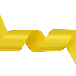 Baocuan 1-1/2 inch Yellow Satin Ribbon 50 Yards Solid Fabric Ribbons Roll for Wedding Invitations, Bridal Bouquets, Sewing, Party Decorations, Gift Wrapping and More