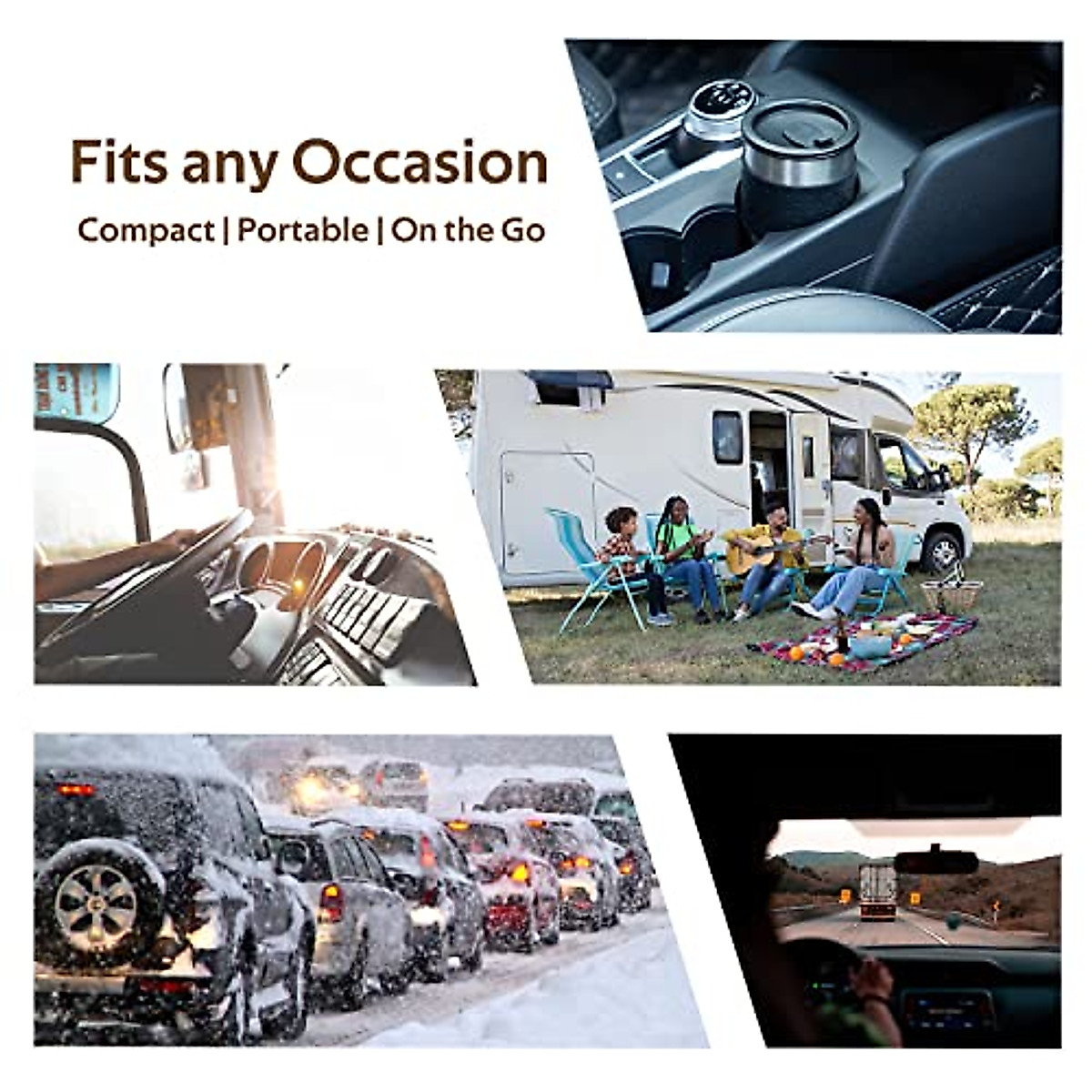 avigator Portable Coffee Maker, 12V Car Coffee Maker, Travel Coffee Maker for Driving Camping RV Outdoor, Americano Coffee Machine with 10oz Coffee Cup Auto Shut-Off（Sliver and Black）