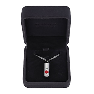 Valyria Stainless Steel Cylinder Memorial Jewelry Capsule Medicine Pill Pendant Necklace