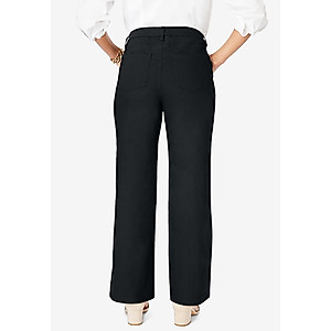 Jessica London Women's Plus Size True Fit Stretch Denim Wide Leg Jean - 22 W, Black