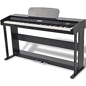 vidaXL 88-Key Digital Piano w/Pedals Black Melamine Board Keyboard Music