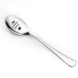 Aakihi Funny My Coffee Spoon Engraved Stainless Steel, Coffee Lover Gift for Women Men, Best Coffee Spoon Gift for Girlfriend Wife Girls Friends, Perfect BirthdayValentineChristmas Gift