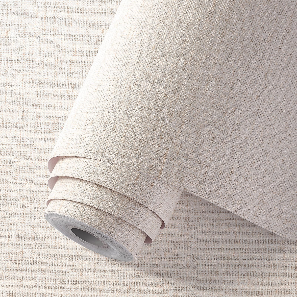 Akywall Beige Peel and Stick Wallpaper Grasscloth Contact Paper Textured Removable Fabric Linen Self Adhesive Stick on Wall Paper Waterproof Vinyl Roll for Cabinet Drawer 15.7" x 78.7"