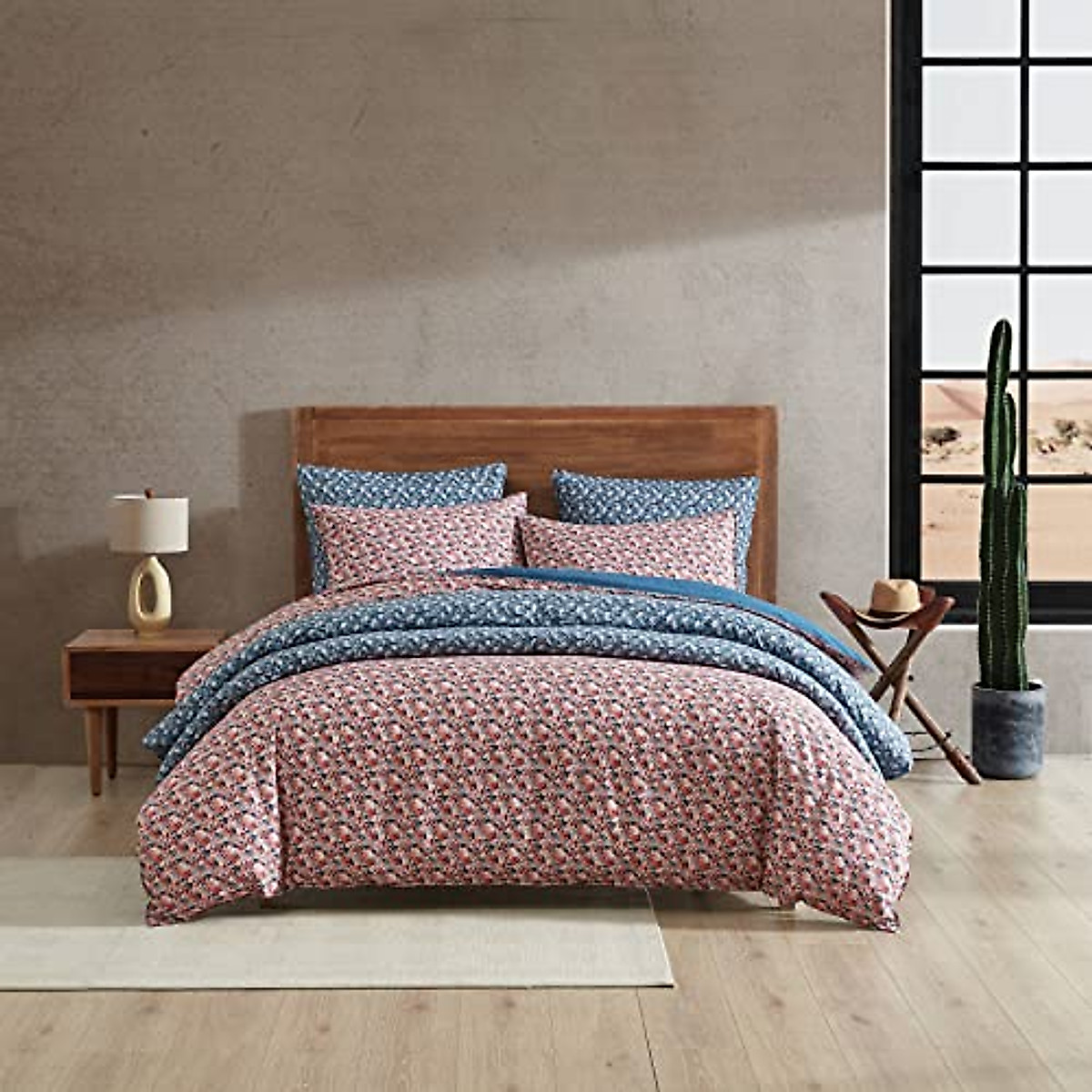 Wrangler- Queen Duvet Cover Set, Reversible Cotton Bedding Set with Matching Sham(s), Casual Home Décor (Prairie Floral Red, Queen)