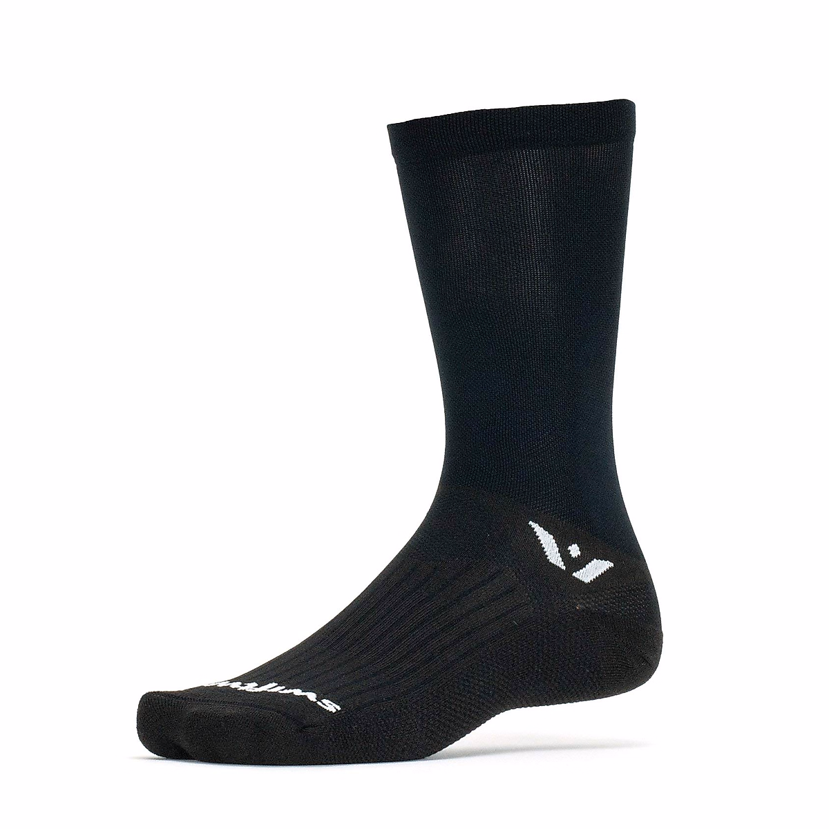 Swiftwick- ASPIRE SEVEN Cycling Socks, Firm Compression Fit, Tall Crew (Black, Large)
