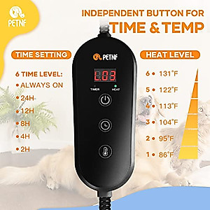 Outdoor Pet Heating Pads for Dogs, Safe Electric Cat Heating Pad with Timer, 6 Levels Adjustable Temperature Dog Cat Heated Bed Pad For Dog Cat House,Dog Heat Pad Outside with Removable Washable Cover