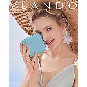 Vlando Small Travel Jewelry Box Organizer Display Storage Case for Rings Earrings Necklace (Blue)