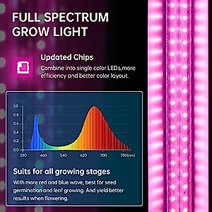 Barrina LED Grow Light, 252W(6 x 42W) 4ft T8, Full Spectrum, V-Shape with Reflector, Linkable Design, Plant Lights for Indoor Plants, 6-Pack