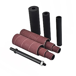 scottchen PRO Spindle Sander Adaptor 4-1/2" x 1/2" with Rubber Sanding Drum Kit OD 3/4", 1", 1-1/2" and Sandpaper Sleeves Grit# 80,120 - S/10