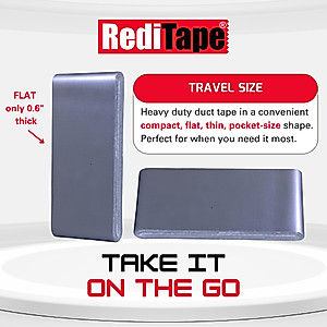 RediTape Travel Size Silver Duct Tape 2-Pack - Pocket Size Flat Thin Mini Roll - for Repairs Outdoors Emergency Crafts - 1.88 inch x 5 Yards per Pack
