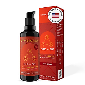 CYMBIOTIKA Liposomal Vitamin B12 Liquid Supplement, 1250 mcg, Supports Energy, Cell Production, Helps Strengthen Hair, Skin & Nails, Non-GMO, Gluten Free, Sugar Free, Keto & Vegan Friendly, 2 oz