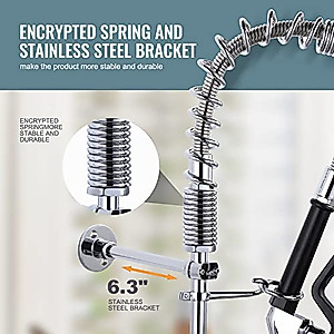 iVIGA 26" Height Commercial Kitchen Faucet Wall Mount with Pre-Rinse Sprayer, 4" to 9" Adjustable Center with Humanized Handle Design & 10" Add-on Swing Spout Faucet & Coiled Spring Pull Down Spray