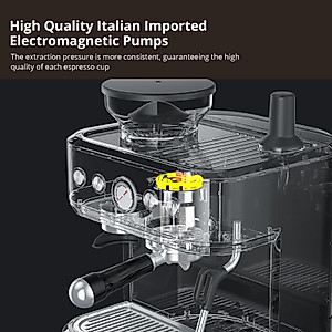 Garvee Espresso Machine with Milk Frother, All in One Cappuccino Latte Coffee Maker for Home Barista, Built-In Bean Grinder, 85oz Removable Water Tank, Gifts for Dad, Mom, Coffee Lover