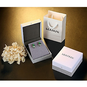 Leafael Wish Stone Stud Earrings with Emerald Green Birthstone Crystal, 18K Rose Gold Plated