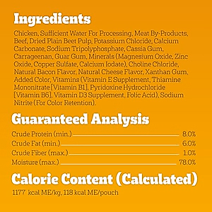 PEDIGREE CHOPPED GROUND DINNER Adult Soft Wet Dog Food, Beef, Bacon & Cheese Flavors, 3.5 oz Pouches, 16 Pack